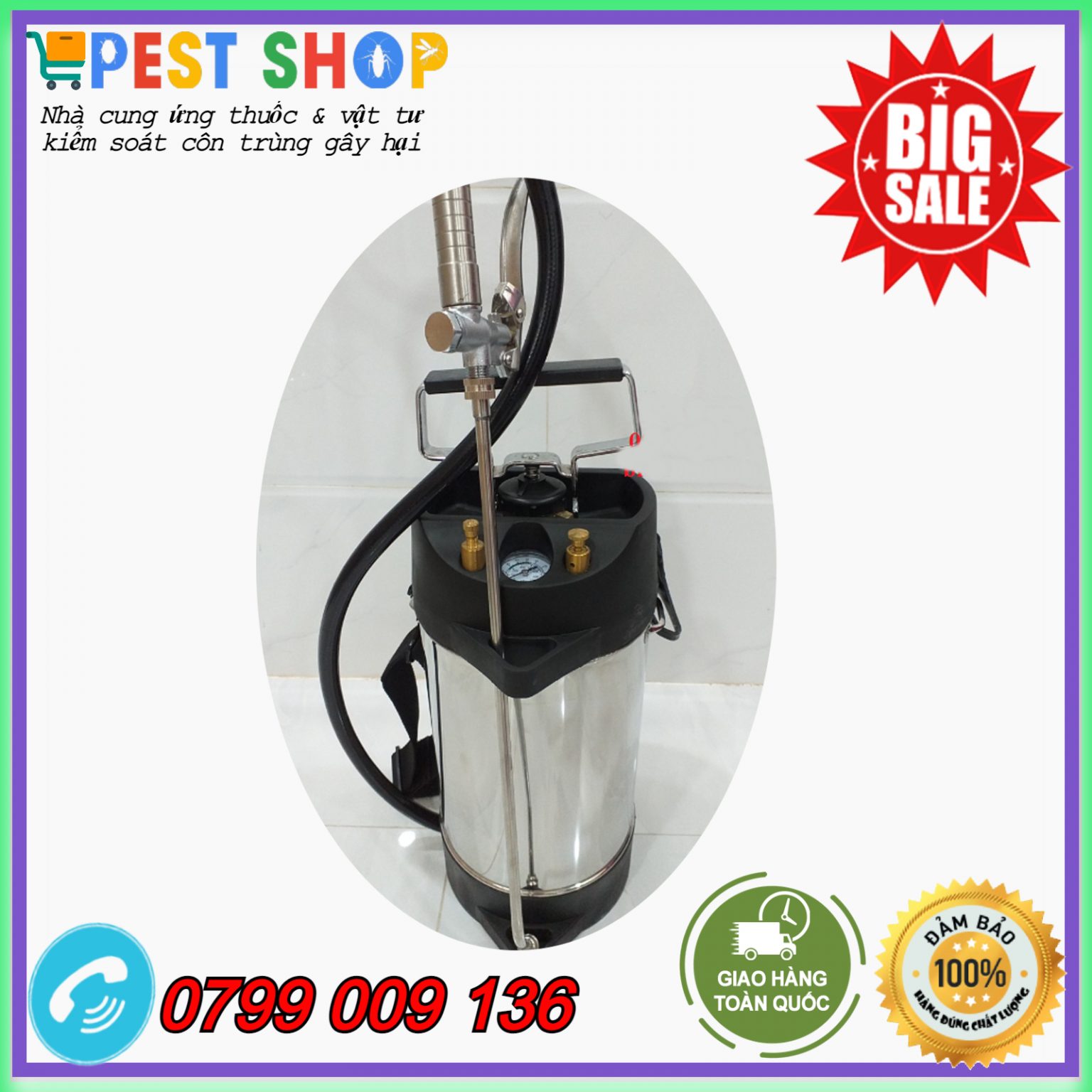 Bình phun inox 5 lít / Bình phun khử trùng, phun thuốc diệt côn trùng,...