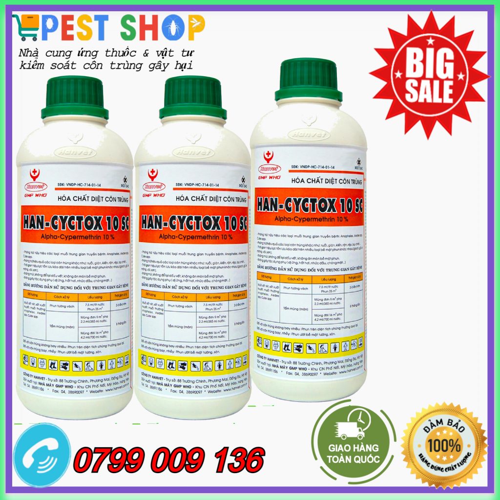 Han Cyctox 10SC thuôc diệt côn trùng ruồi-muỗi-kiến-gián giá rẻ hiệu quả