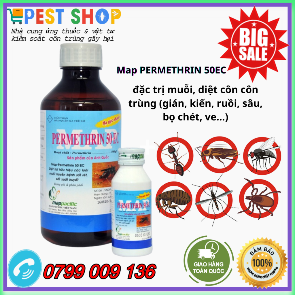 Thuốc diệt muỗi Permethrin Plus 50EC Anh Quốc GIÁ RẺ HIỆU QUẢ CAO